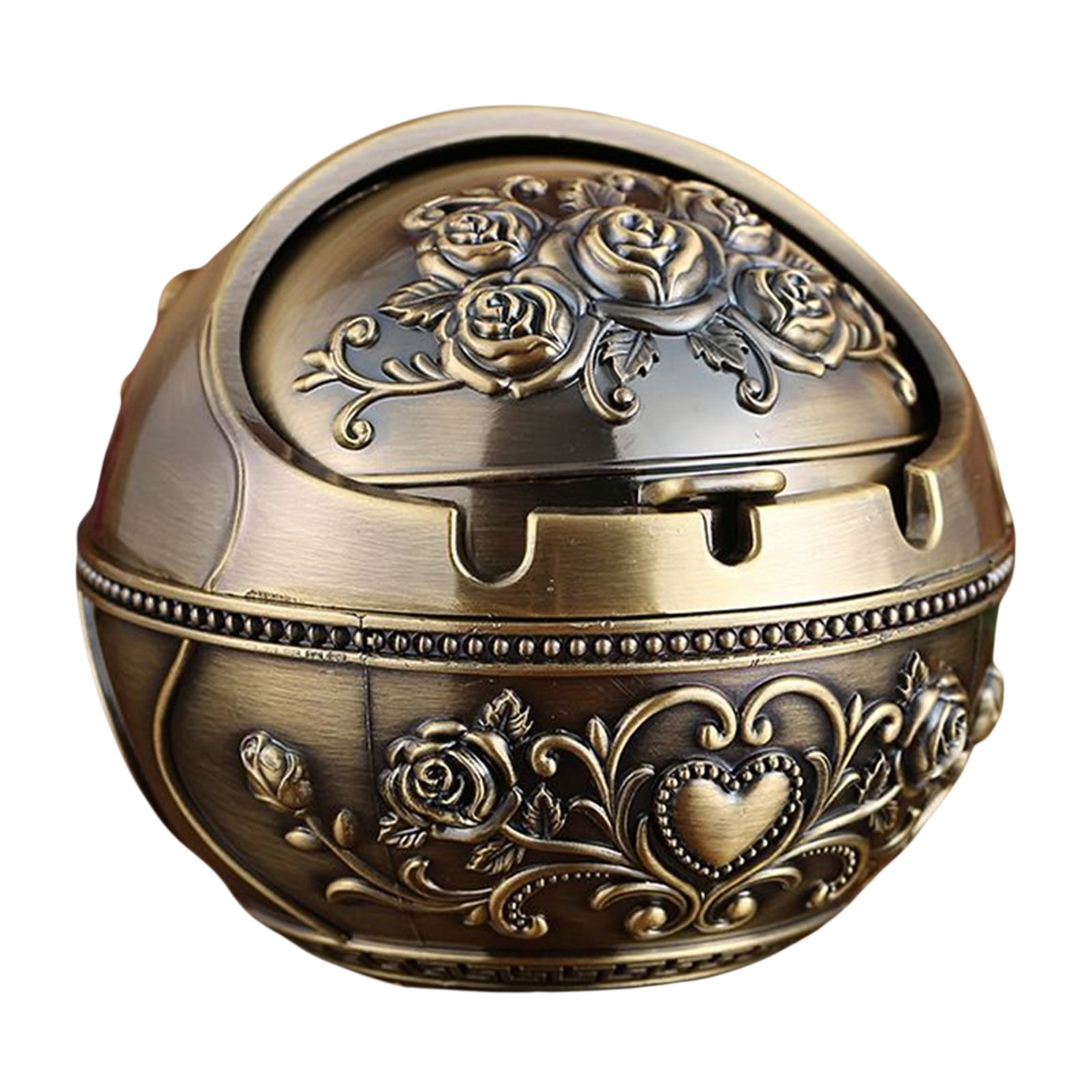 Windproof Metal Ashtray with Lid Smokeless Cover Retro Style Compact ...