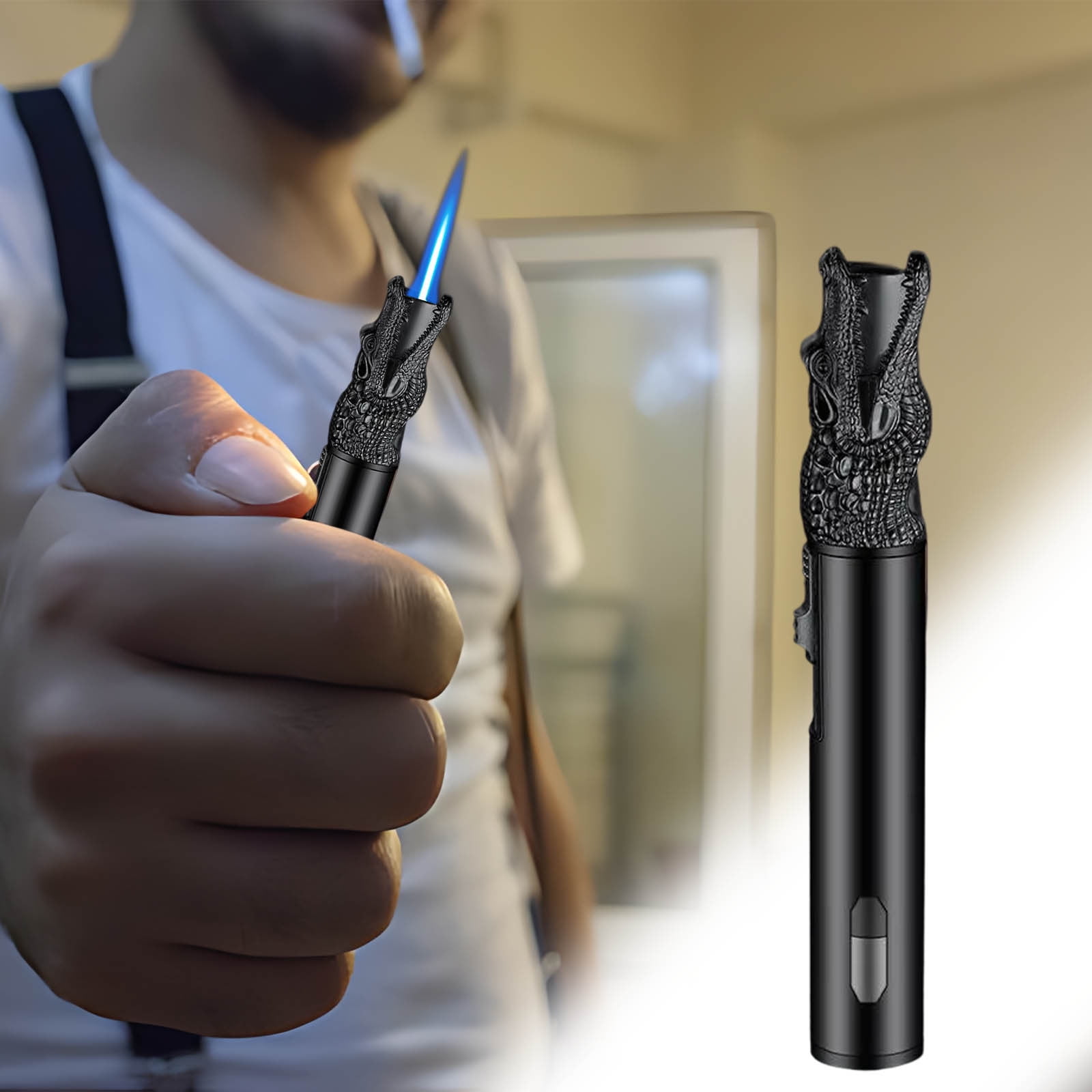 Windproof Refillable Butane Torch Lighter with Adjustable Flame ...