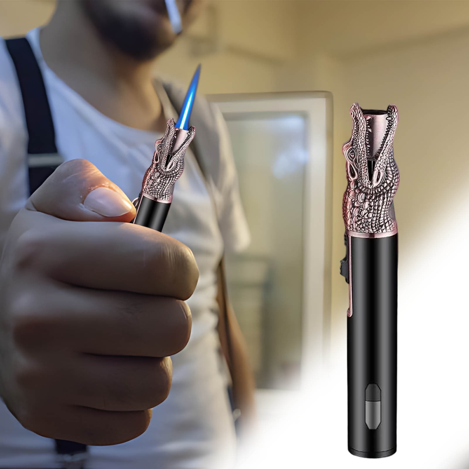 Windproof Refillable Butane Torch Lighter with Adjustable Flame ...