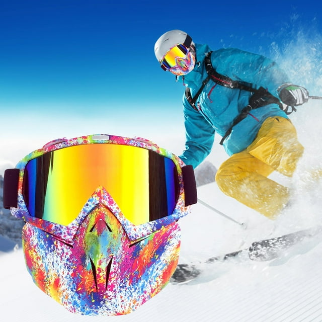 Windproof Snow Goggles with Removable Face Mask - Anti-Fog, Anti ...