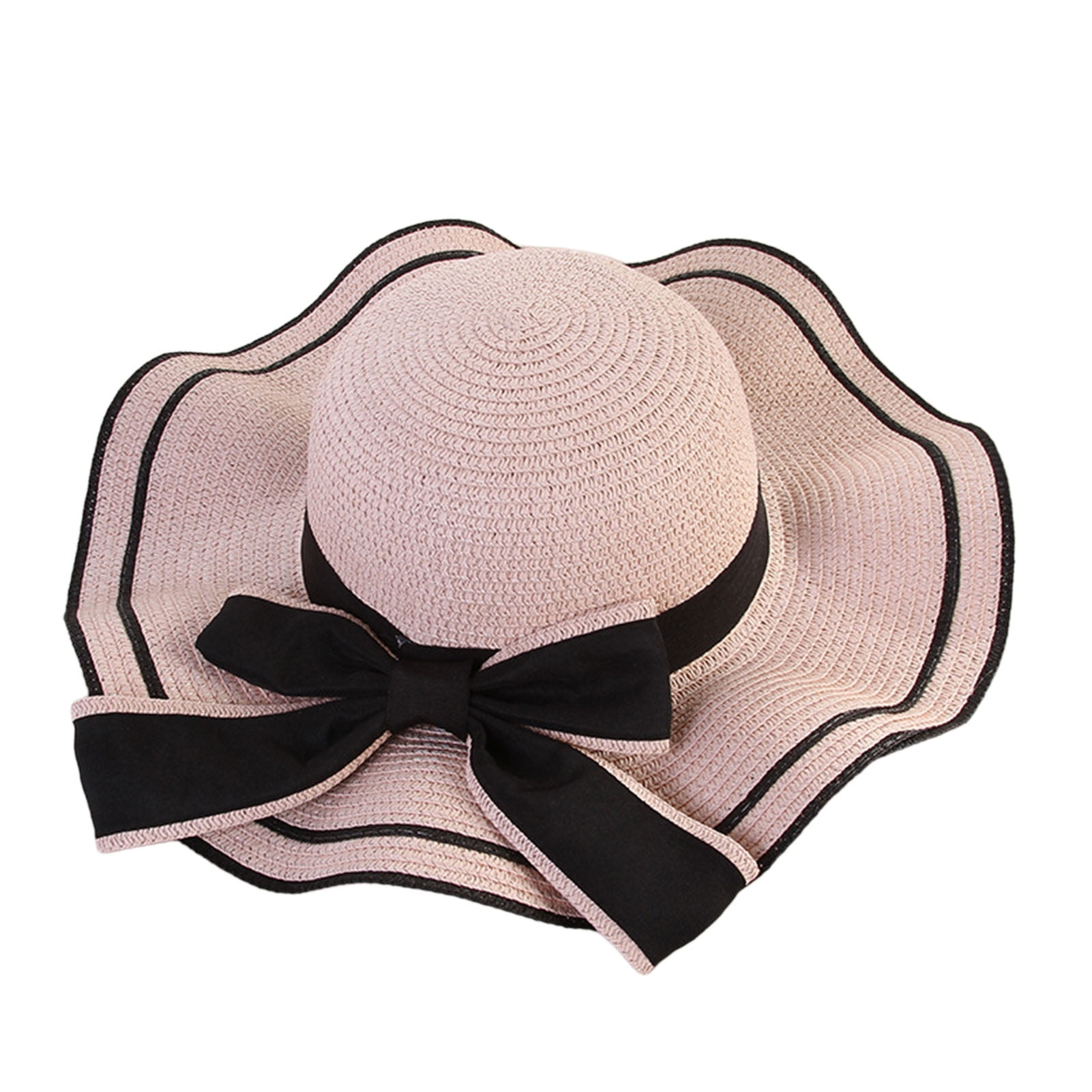 Windproof Sun Hat Spring Summer Wide Brim Bowknot Decor Straw Hat for ...