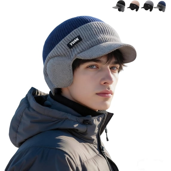 Windproof Thermal Cap with Visor, Ultimate Winter Cold Caps Hat Mens ...