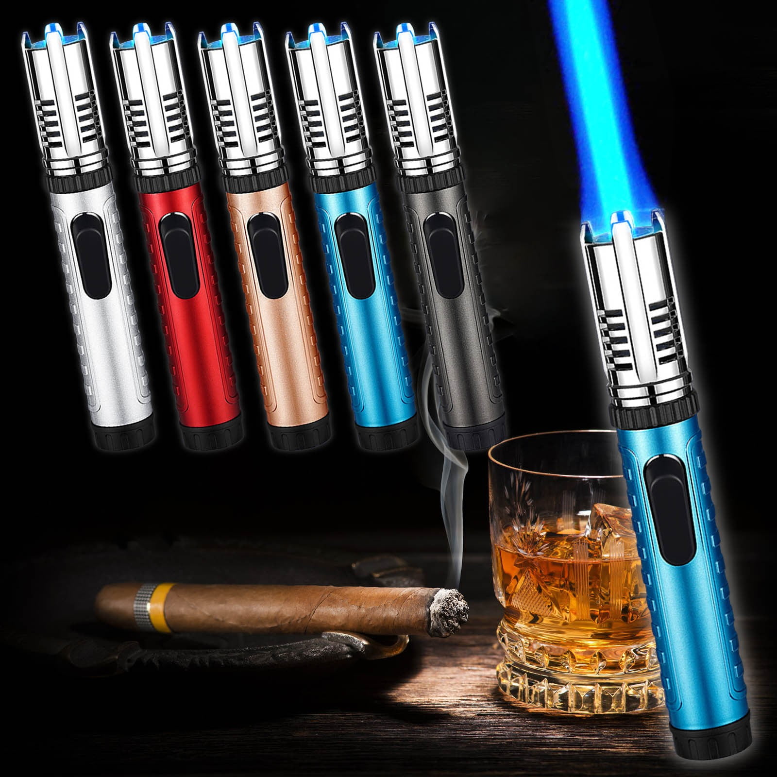 Windproof Torch Lighter, Adjustable Flame Butane Lighter for Outdoor ...