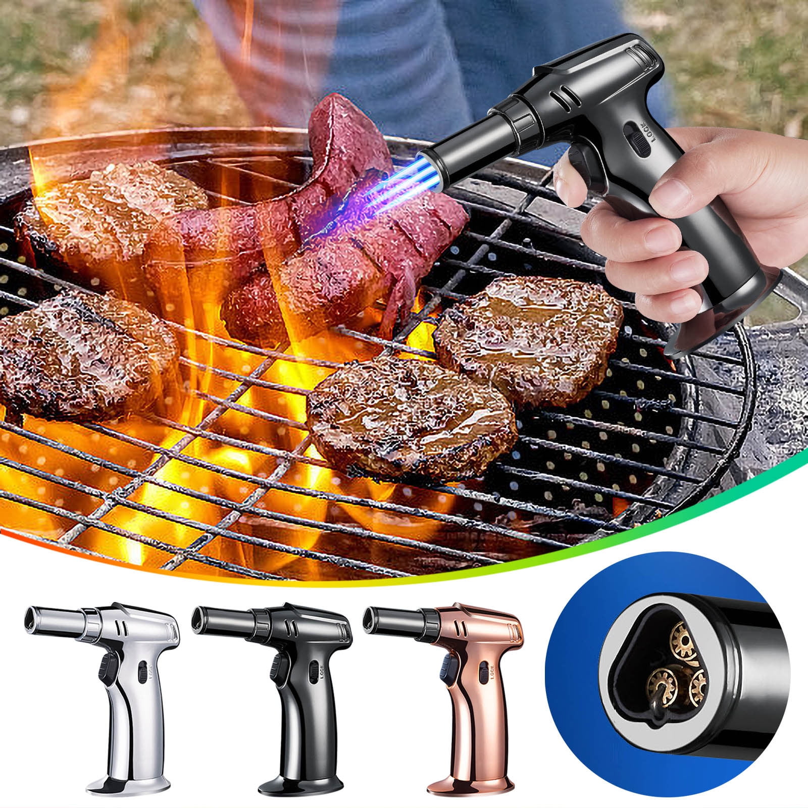 Windproof Torch Lighter Blue Flame Refillable Butane Gas | Straight ...