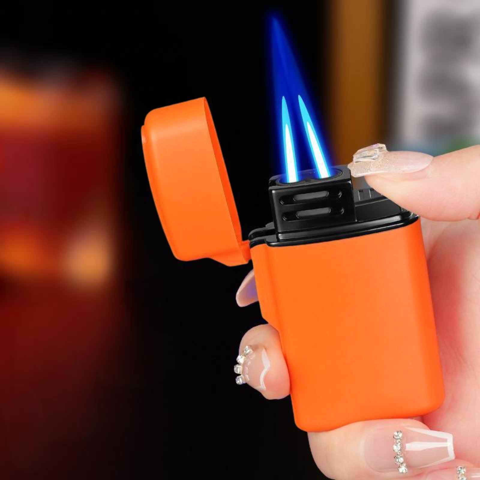 Windproof Torch Lighter | Double Flame Flameless Butane Refillable ...
