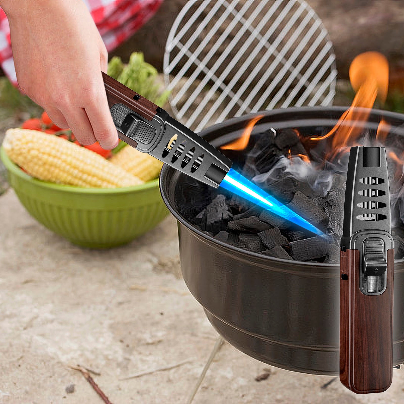 Windproof Torch Lighter Refillable Butane Blue Flame Turbo Metal Alloy ...