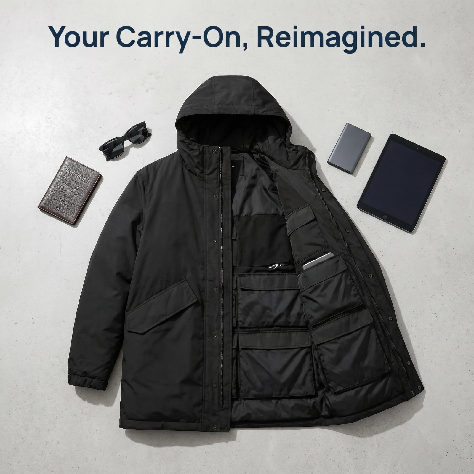Windproof Travel Jacket with Hidden Pockets, Water Resistant Smart ...
