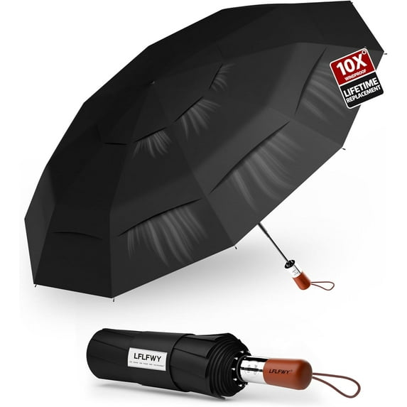 Windproof Umbrella with Triple-Vented Canopy for Strong Wind & Heavy ...