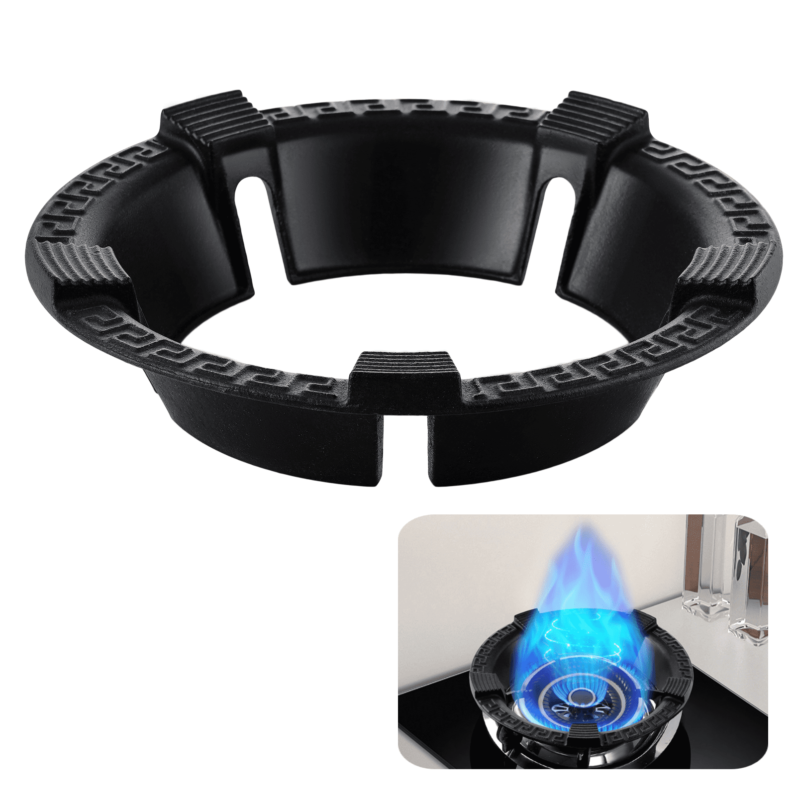 Windproof Wok Support Ring, Gather Fire Cast Iron Burner Ring for Gas ...