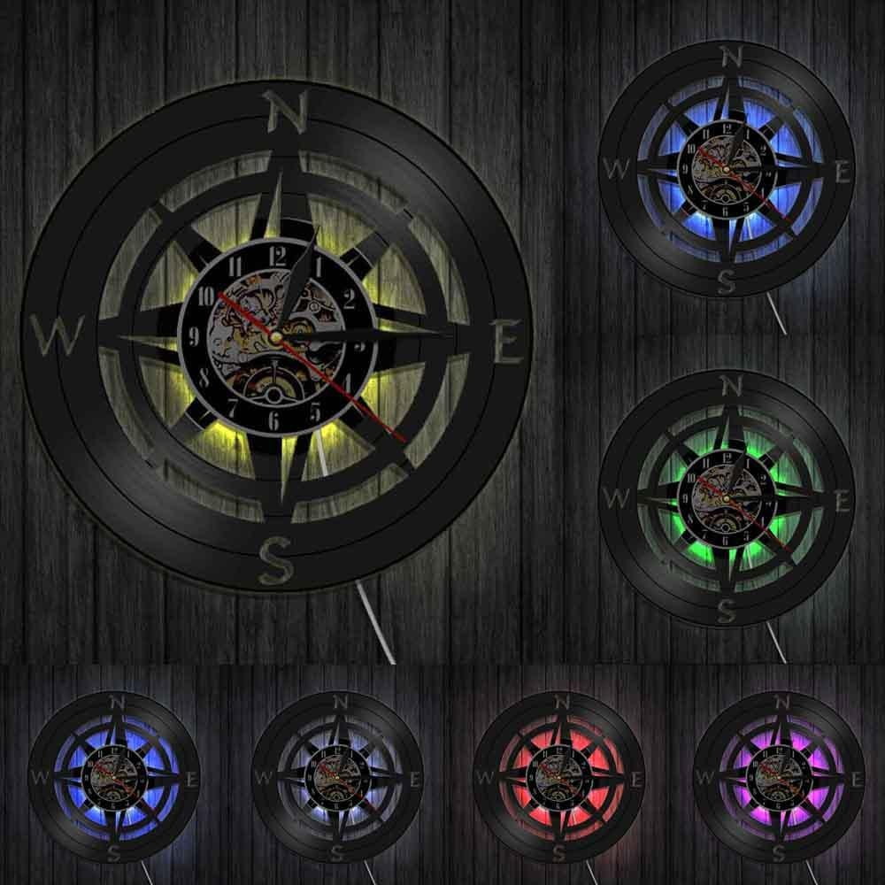 Windrose Compass Wall Art Modern Design Wall Clock Navy Home Decor ...