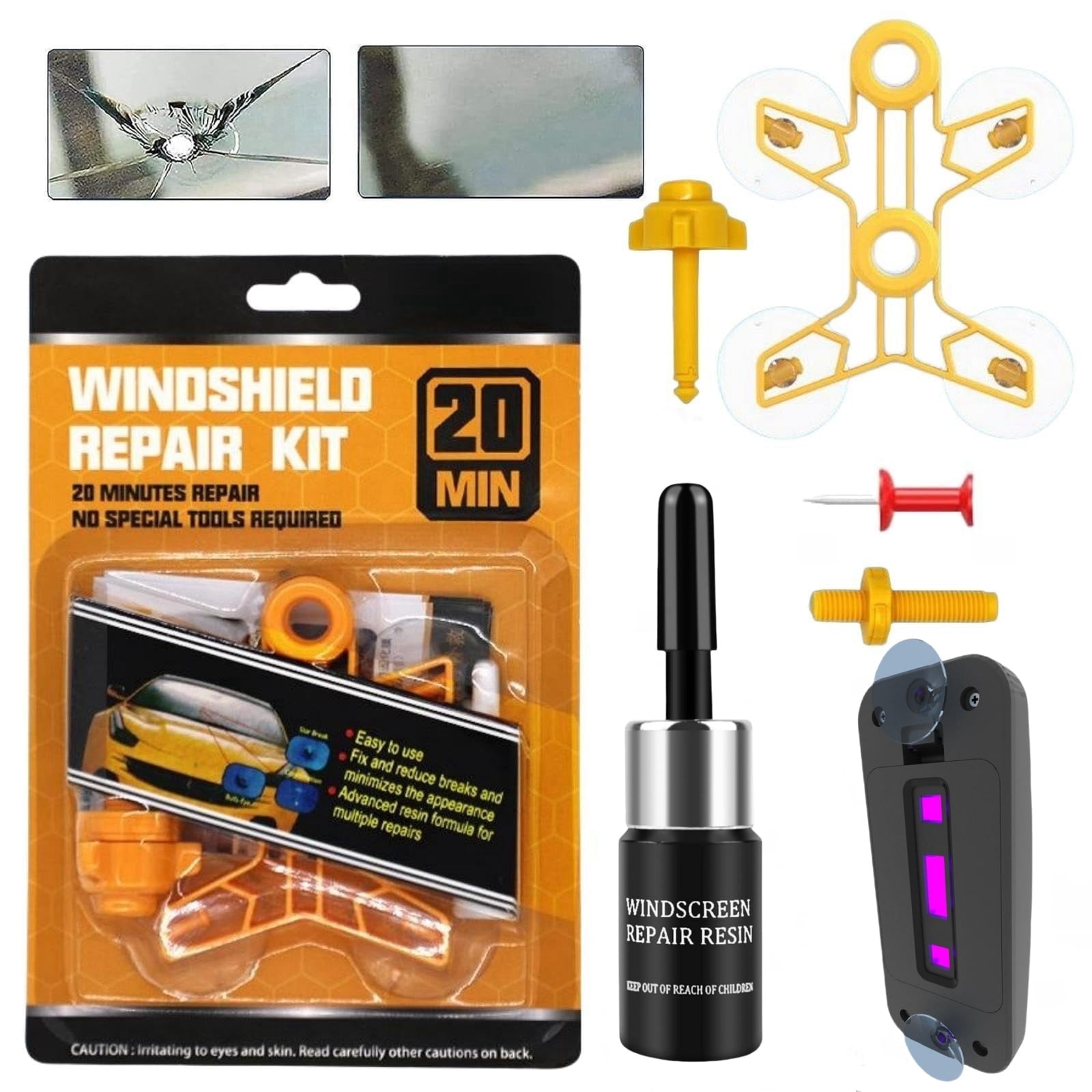 Windscreen Repair Kit with Windshield Repair Resin,Glass Glue ...