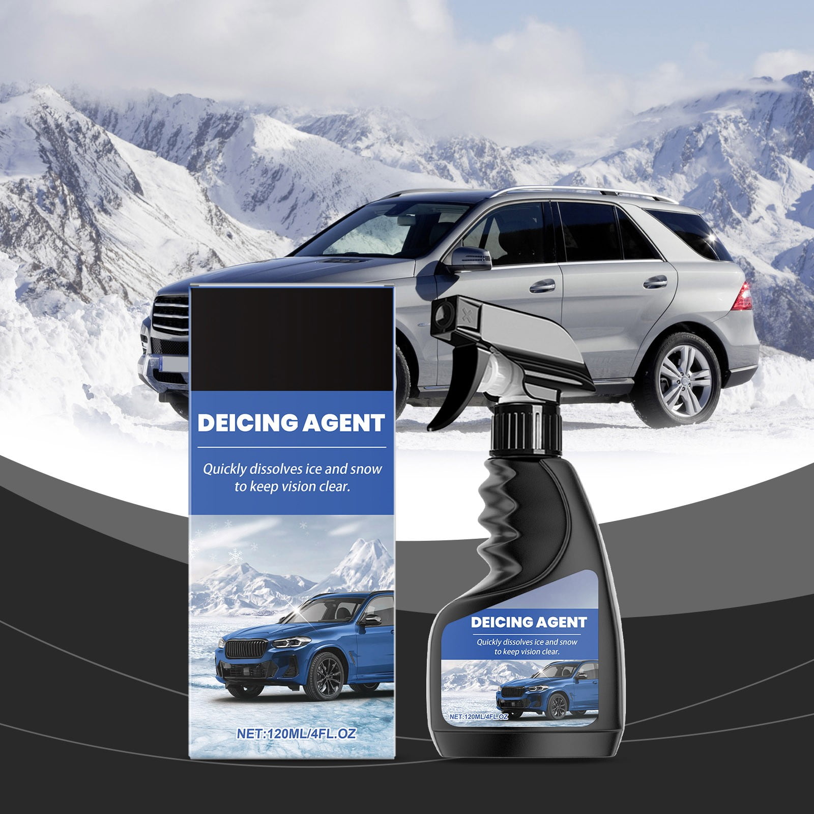 Windshield And Wiper De-icer Spray（120ml）, Quickly Melts Frost And ...
