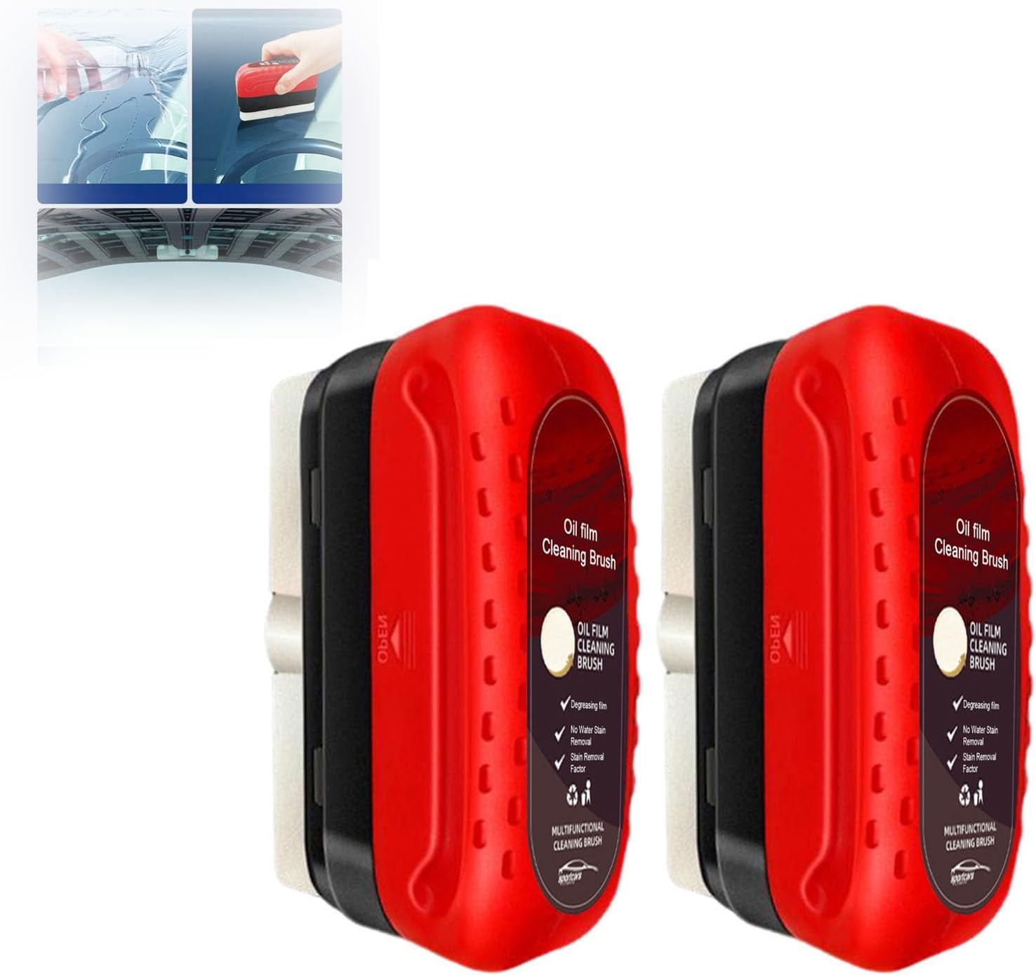 Windshield Cleaner Tool - Car Glass Oil Film Cleaner with Reusable Foam ...