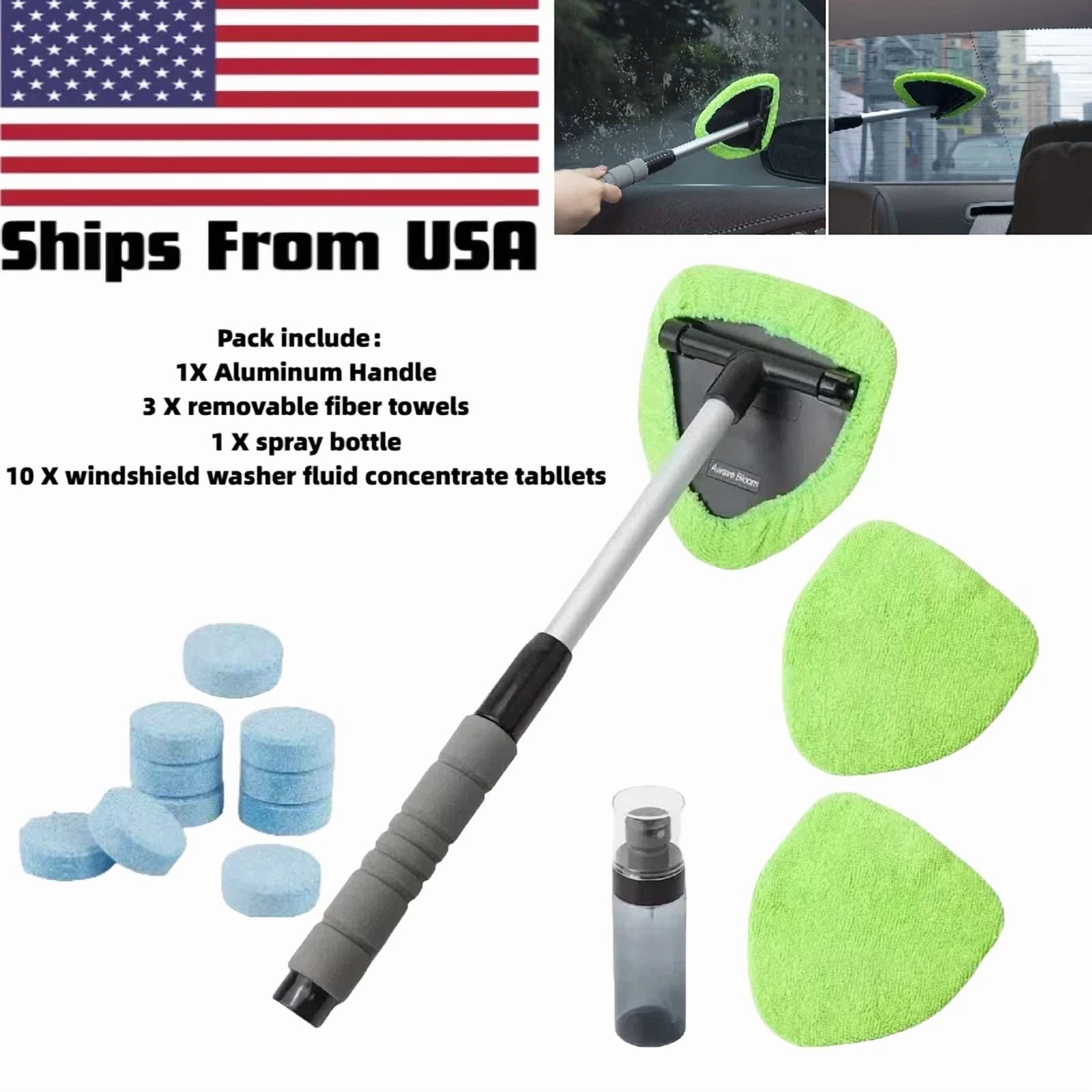 Windshield Cleaner Wand Microfiber Car Inside Window Cleaning Tool Anti ...