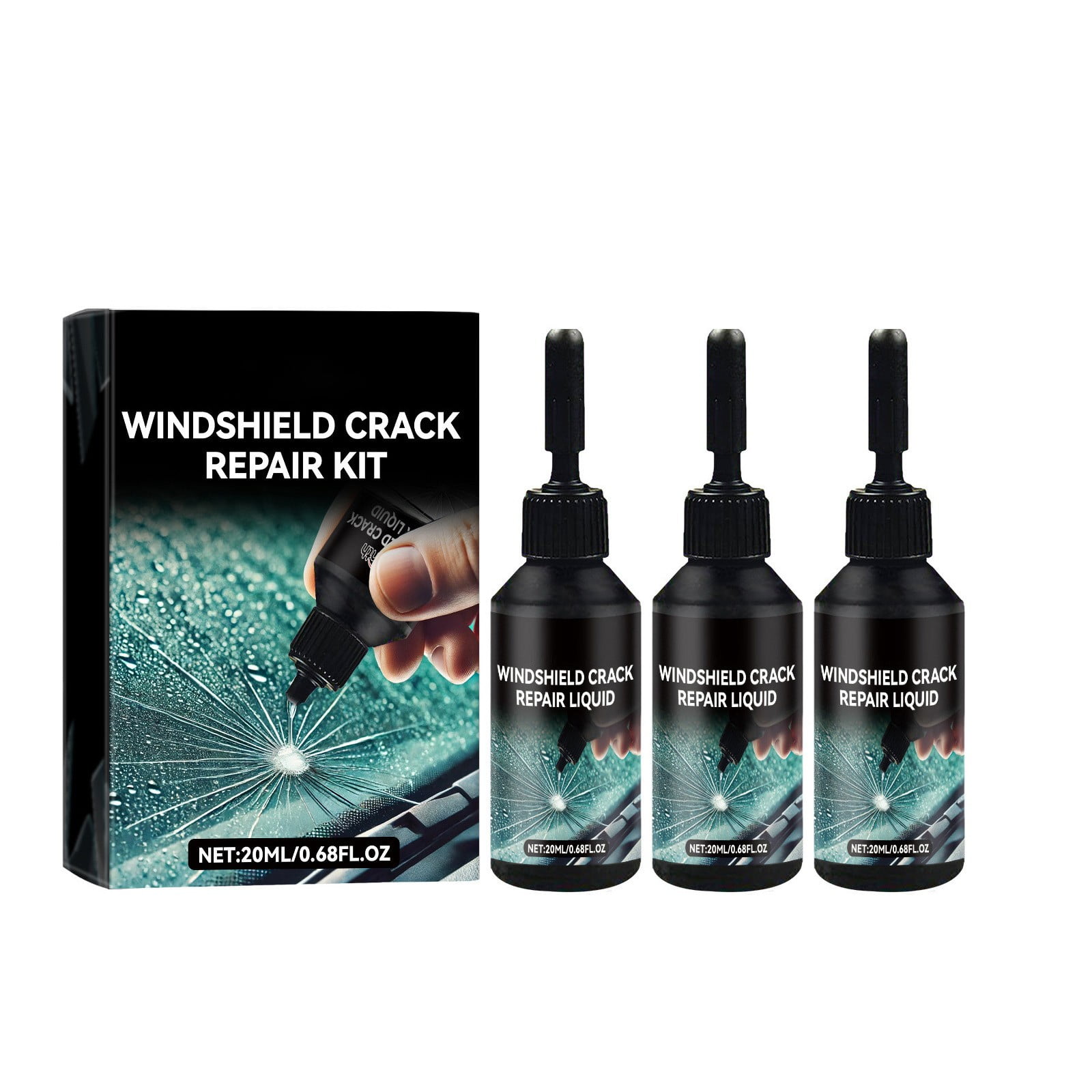 Windshield Crack & Chip Repair Kit, Automotive Glass DIY Repair Tool ...