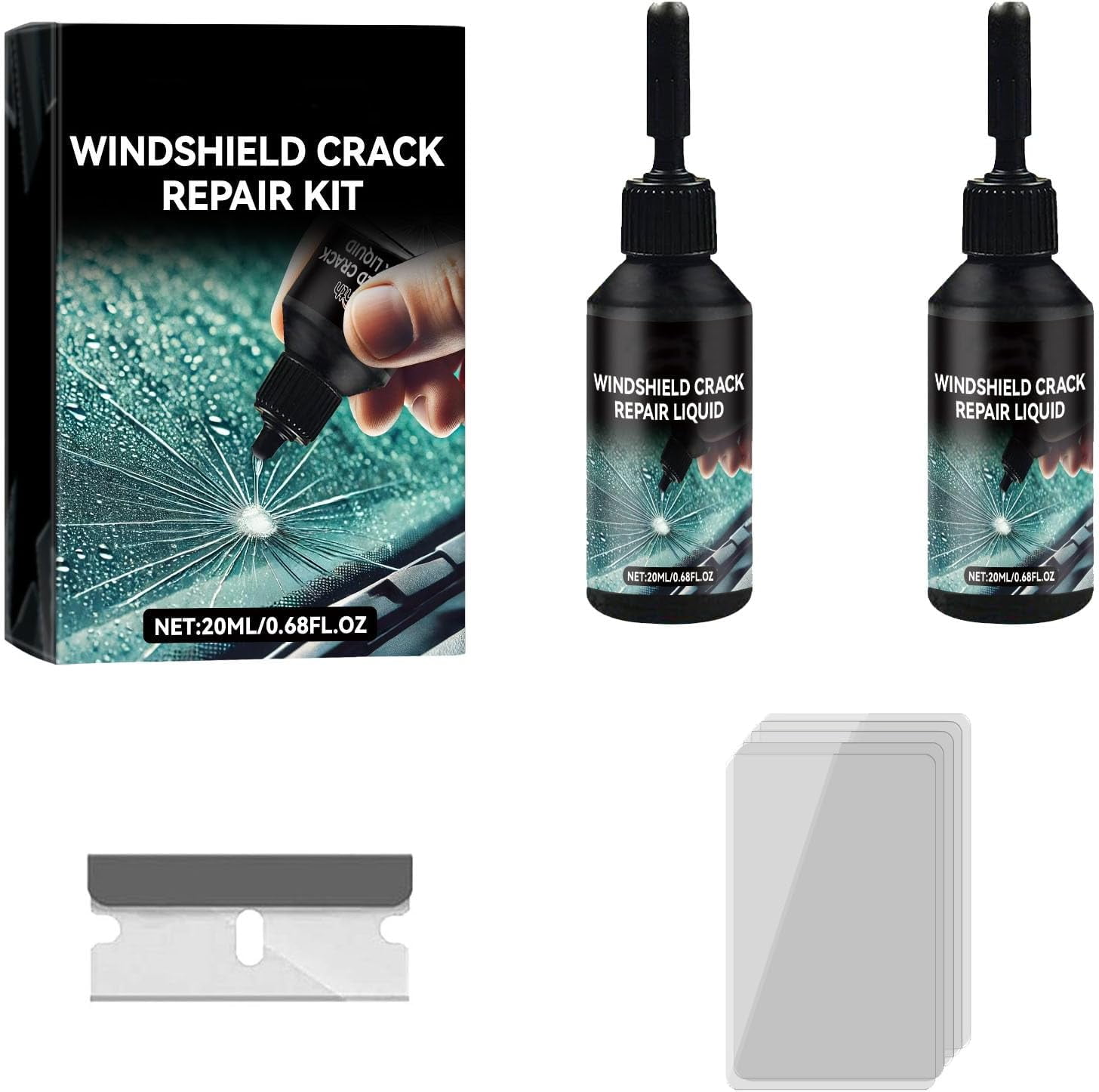 Windshield Crack Repair Kit, 2025 New Glass Cracks Gone Repair Kit, 2 ...
