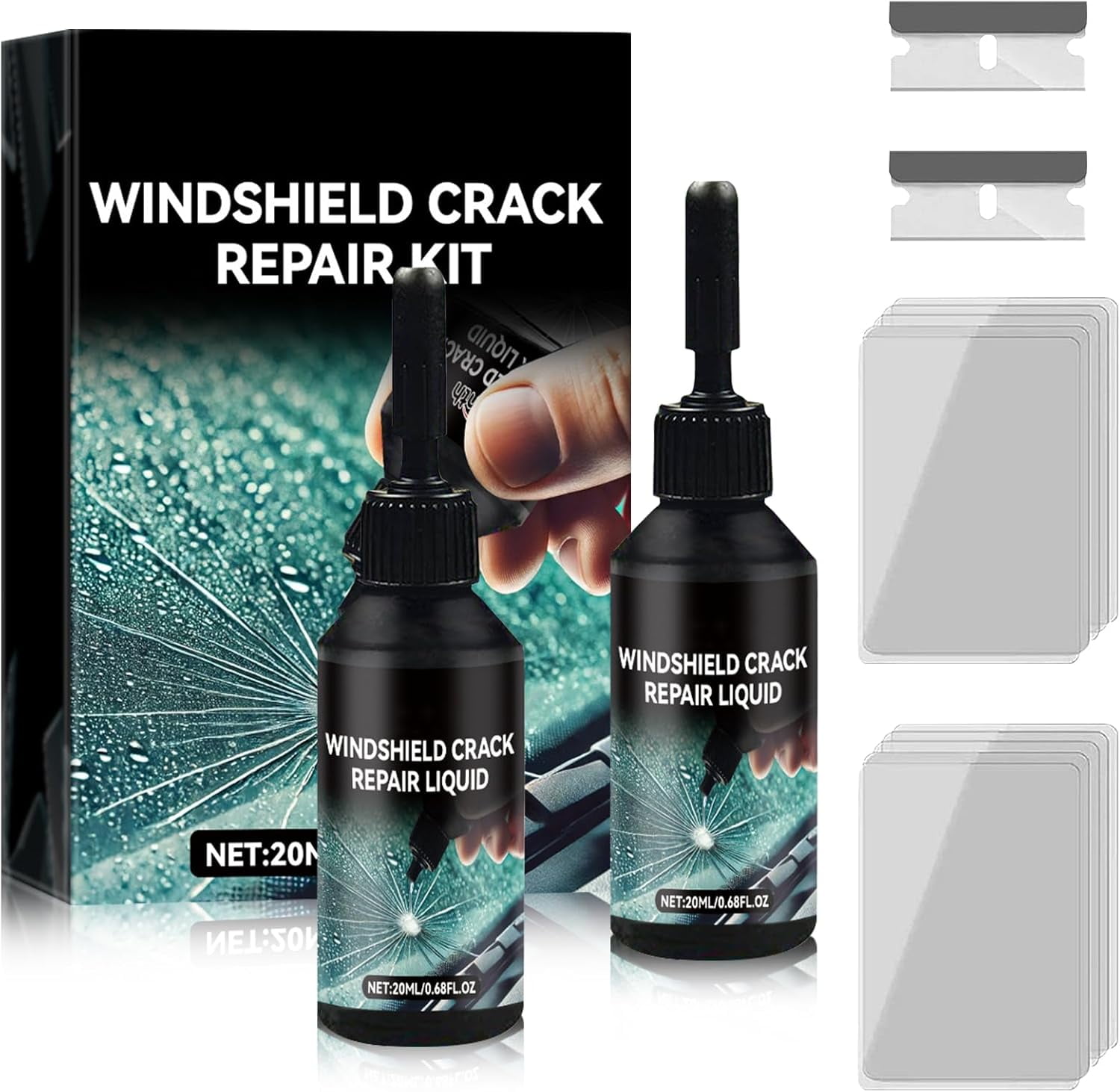 Windshield Crack Repair Kit, 2025 New Glass Repair Liquid for Cracks ...