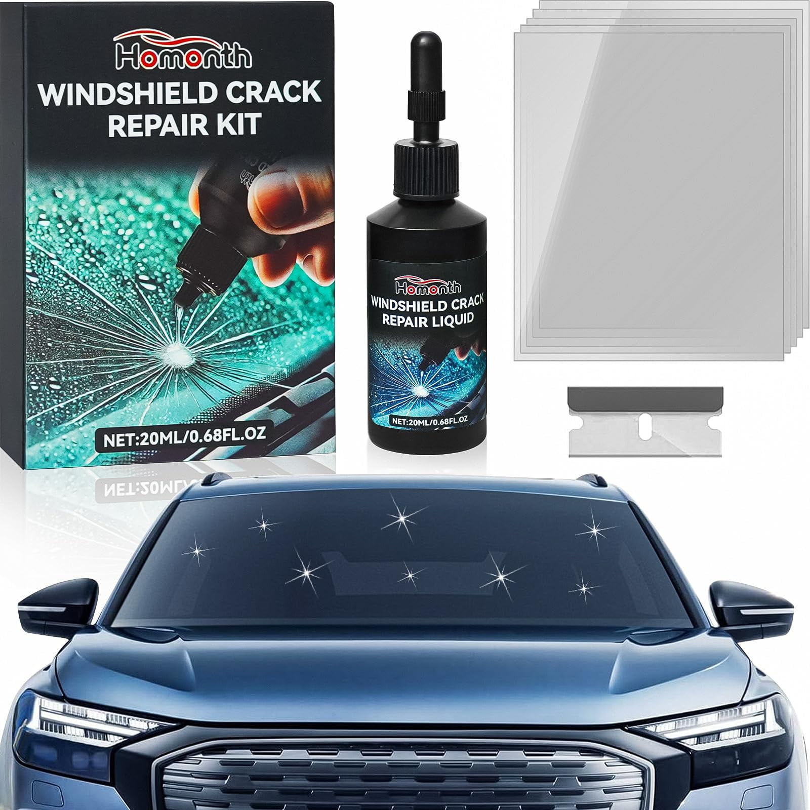 Windshield Crack Repair Kit - 2025 Upgrade Nano Glass Repair Liquid for Cracks & Chips, Cracks ...