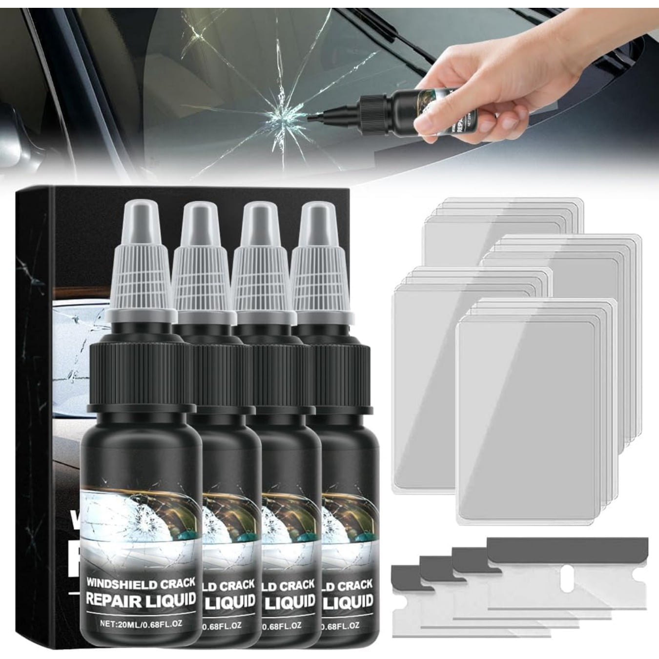 Windshield Crack Repair Kit, 2025 Windshield Crack Repair Fluid Window ...