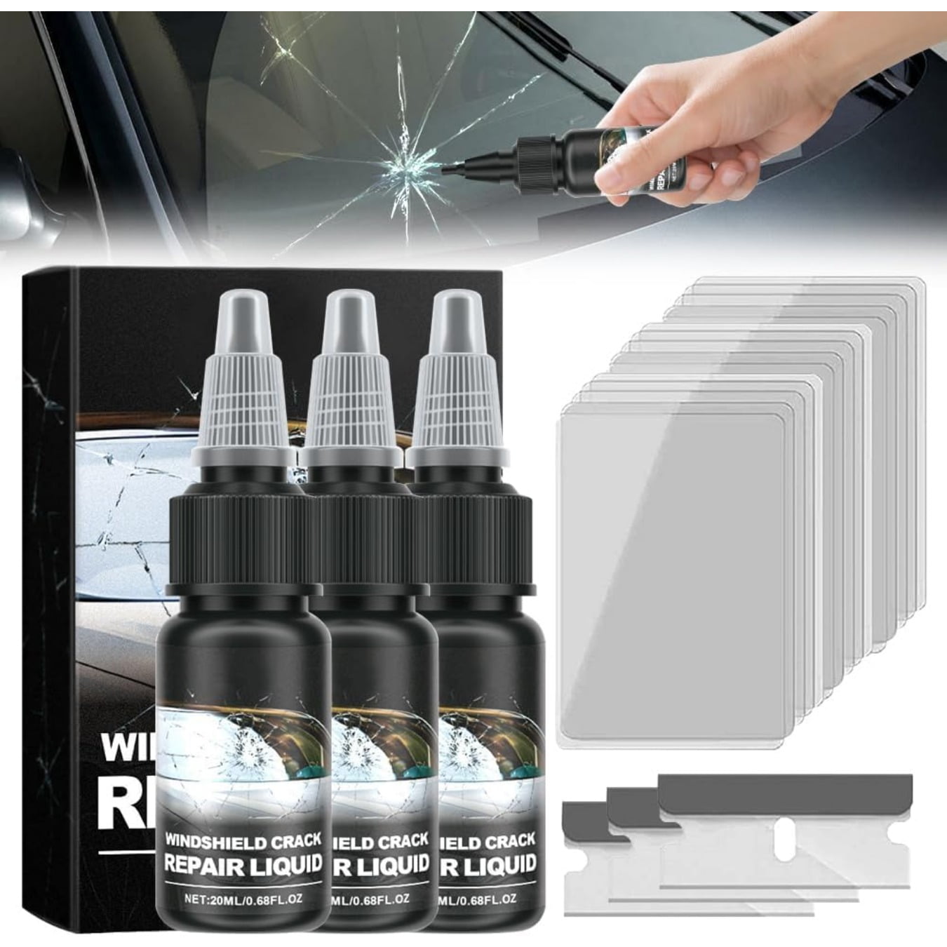 Windshield Crack Repair Kit, 2025 Windshield Crack Repair Fluid Window ...