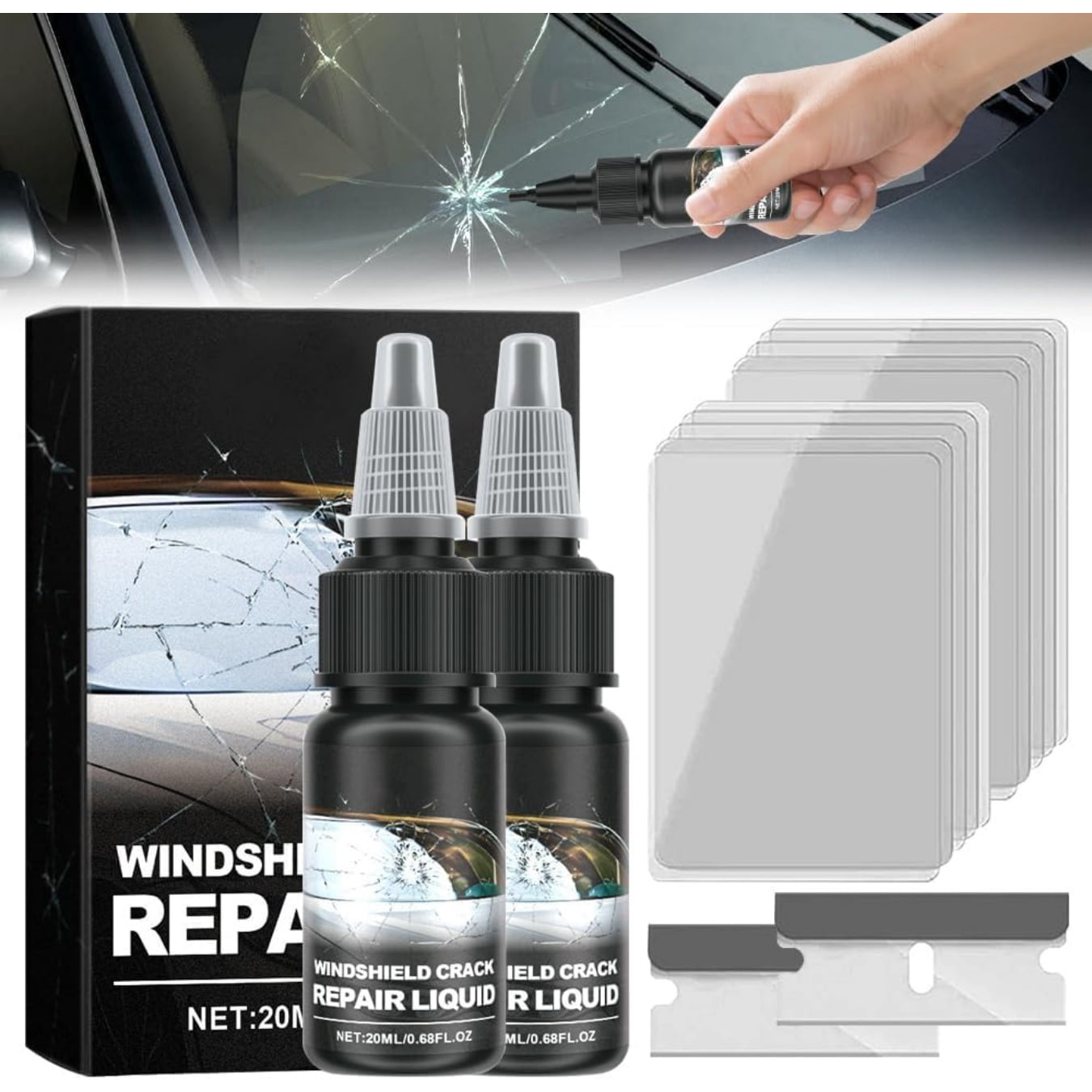 Windshield Crack Repair Kit, 2025 Windshield Crack Repair Fluid Window ...