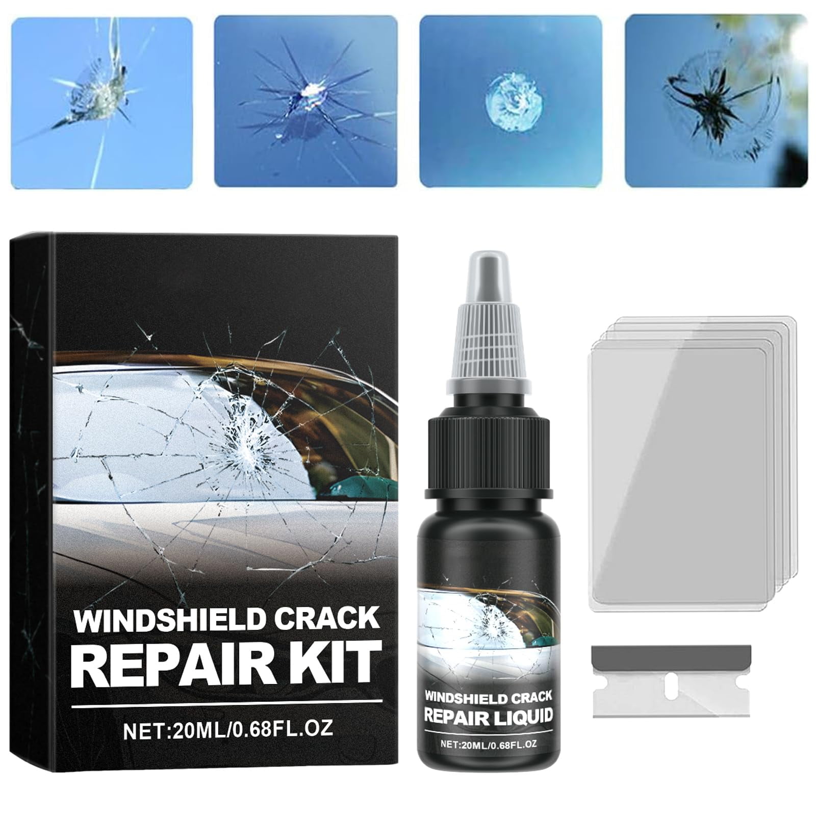 Windshield Crack Repair Kit, Glass Repair Liquid for Cracks,Chipped ...
