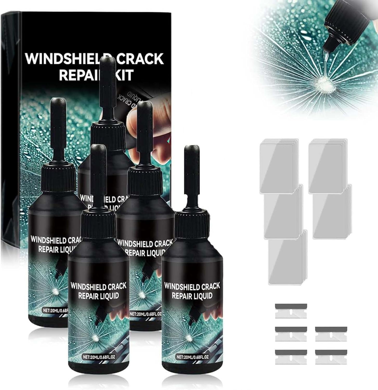 Windshield Crack Repair Kit, Upgrade Glass Cracks Gone Repair Kit, Car ...