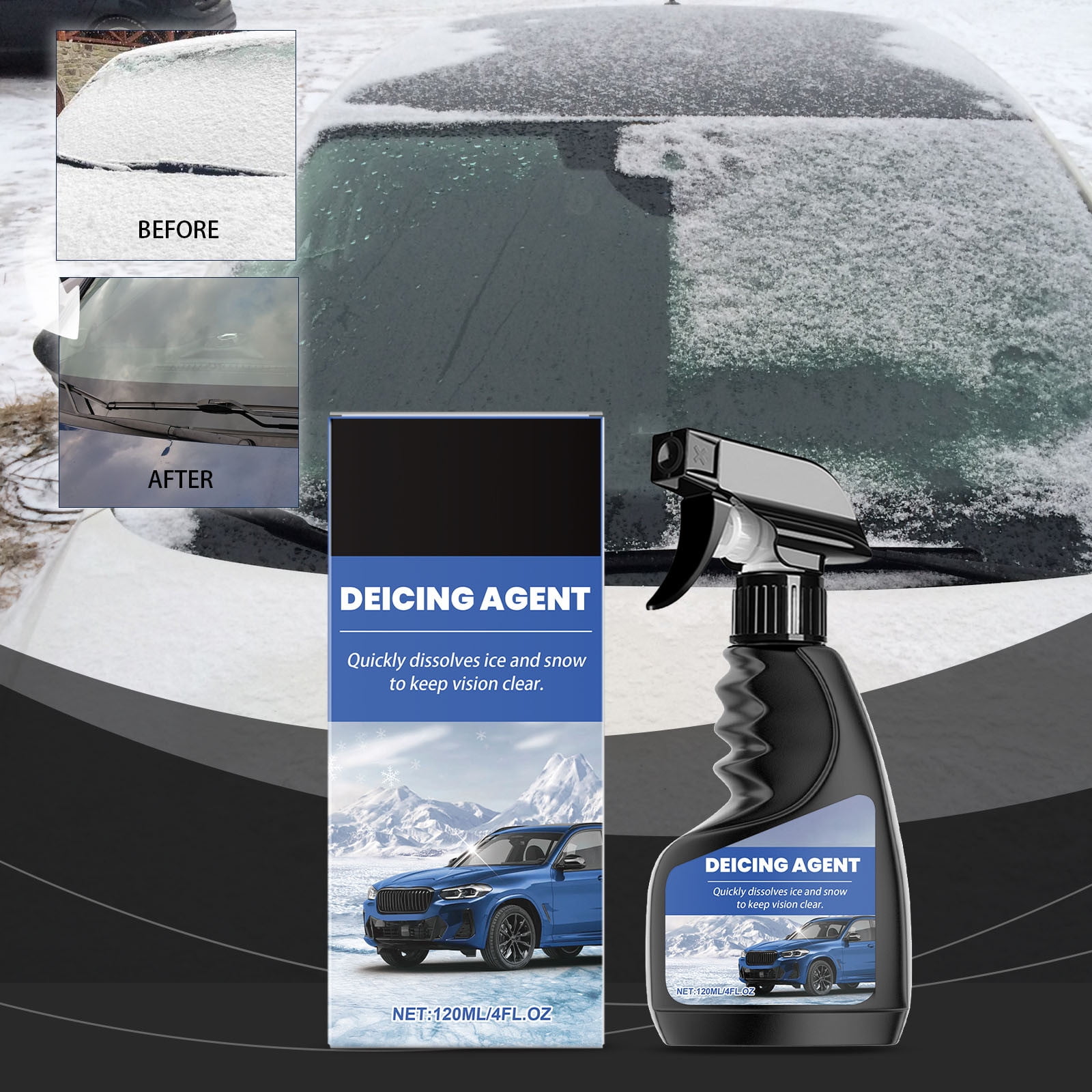 Windshield Defrost Spray, 120ml, Antifreeze, Antifogging, Dusts-proof ...