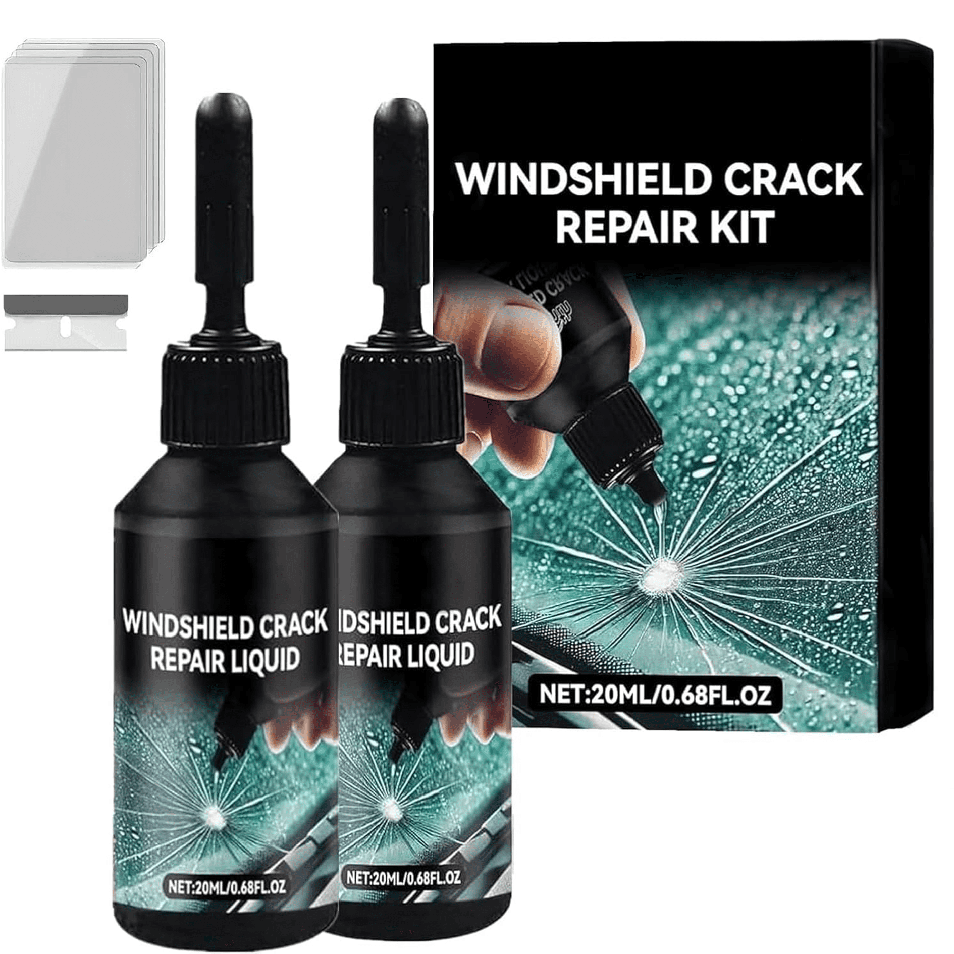 Windshield Repair Kit - 5Min Quick Fix! Upgraded 2 Bottle Kit for Long ...
