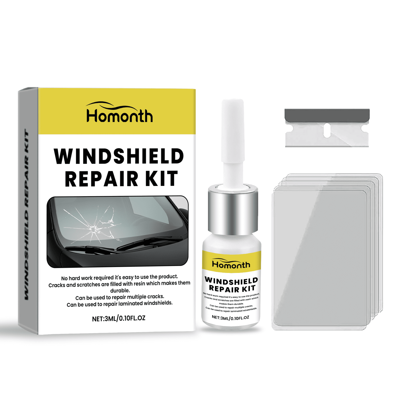 Windshield Repair Kit | DIY Auto Glass Chip & Crack Fix | Long-Lasting ...
