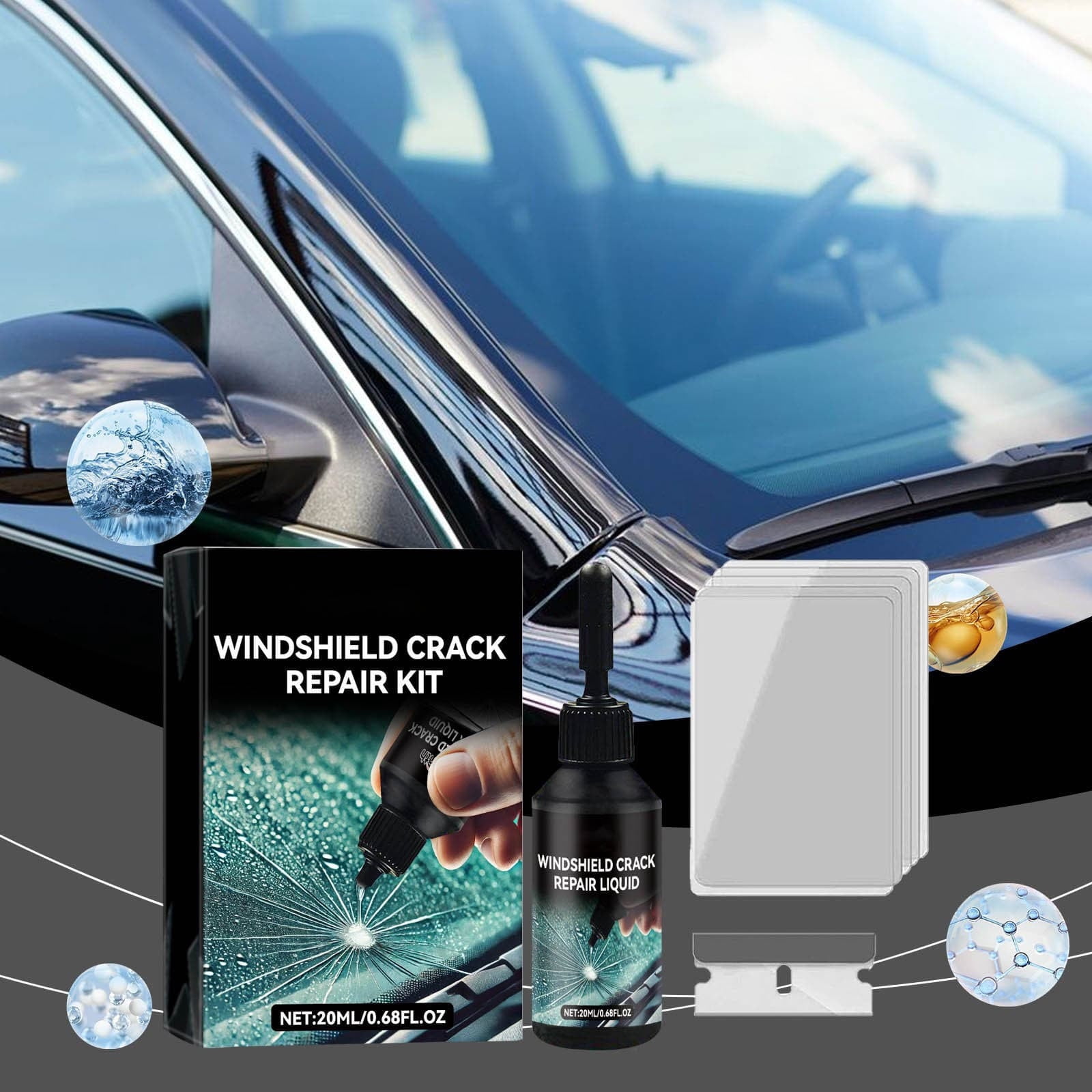Windshield Repair Kit, Rvkxad Quick Repair Liquid for Auto Glass Cracks ...