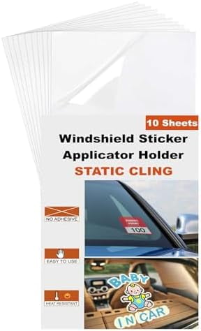 Windshield Sticker Applicator Holder Static Cling, 10 Pack 4 x 6 Inches ...