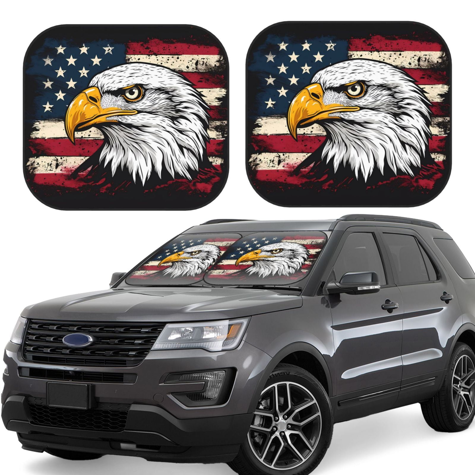 Windshield Sun Shade, American Bald Eagle 2-Piece Foldable car Sunshade ...
