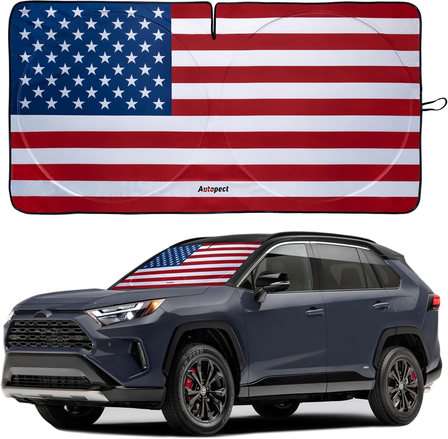 Windshield Sun Shade - American Flag Design, High-Resolution Sun Visor ...