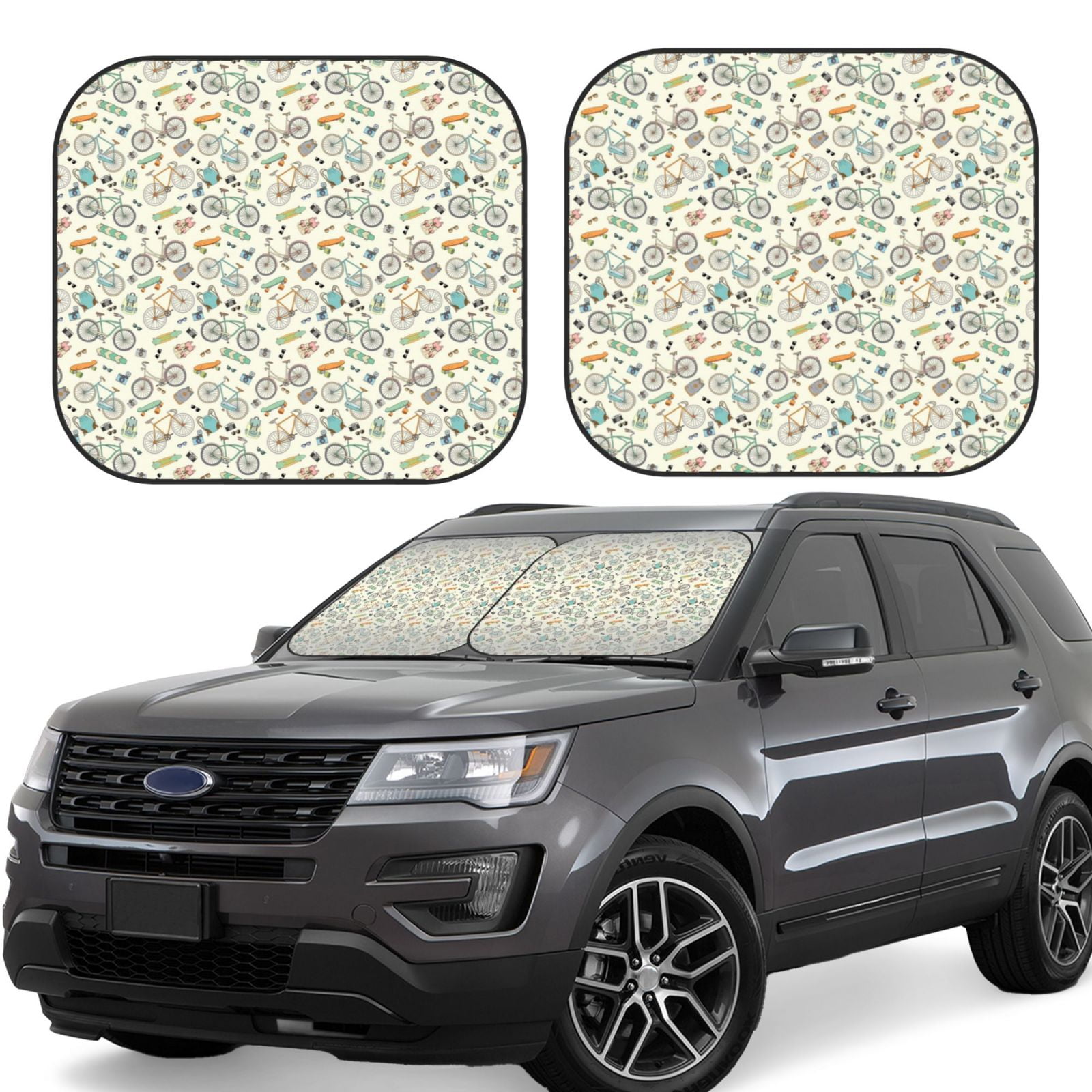 Windshield Sun Shade Bicycles And Boards 2 Pieces Car Front Sun Shade ...