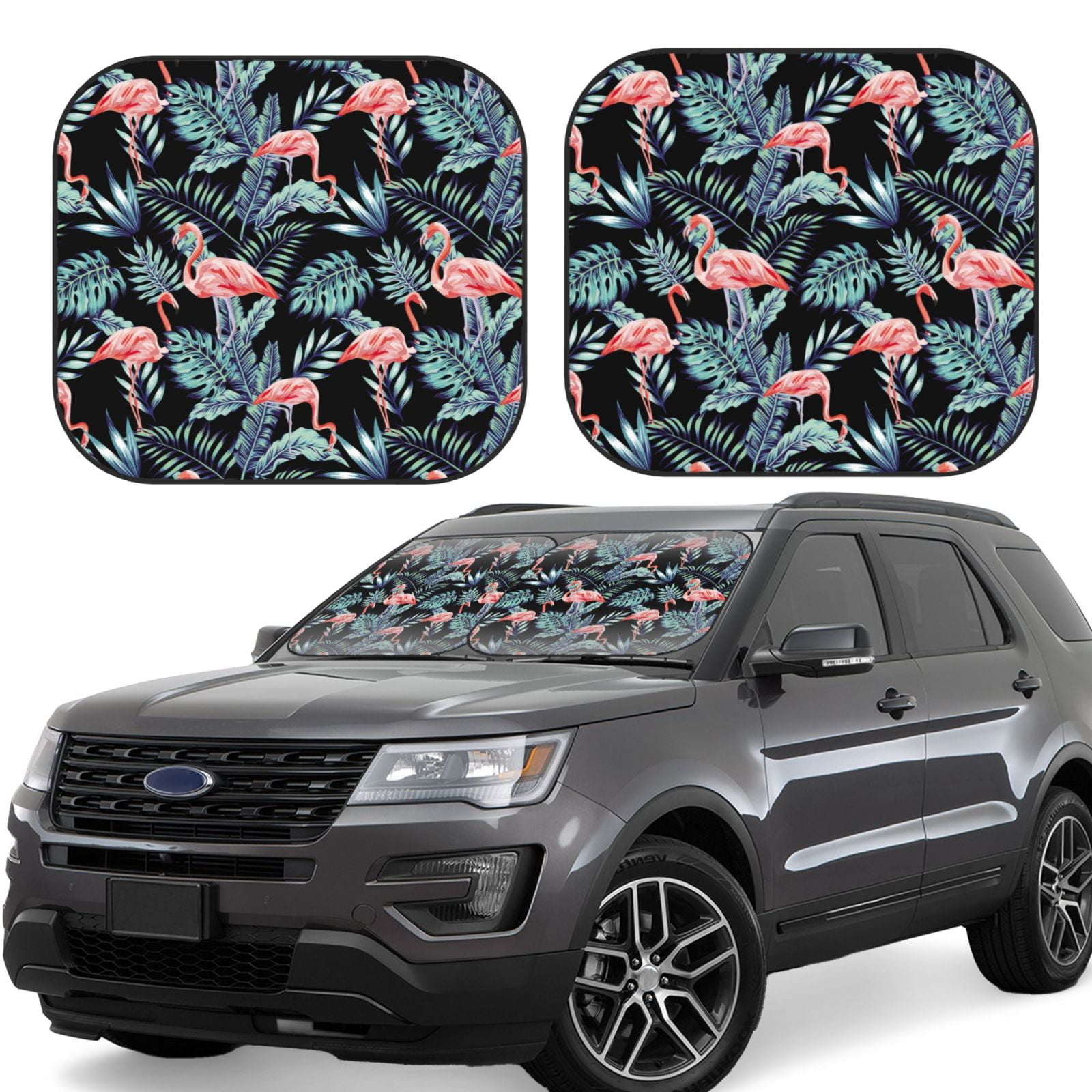 Windshield Sun Shade, Bird Night Blue Forest Foldable Car Sun Shade ...