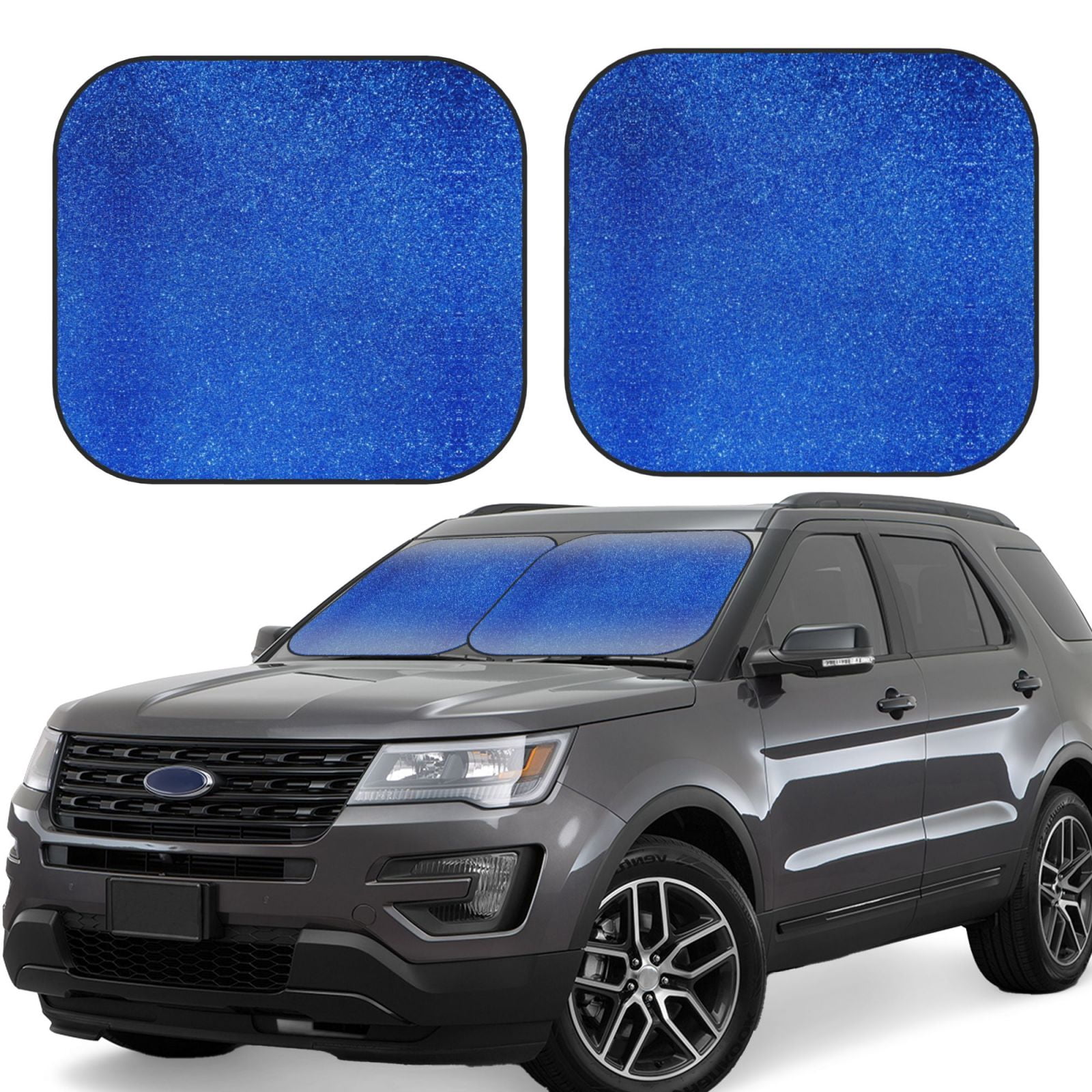 Windshield Sun Shade Blue Glitter (2) 2 Pieces Car Front Sun Shade ...