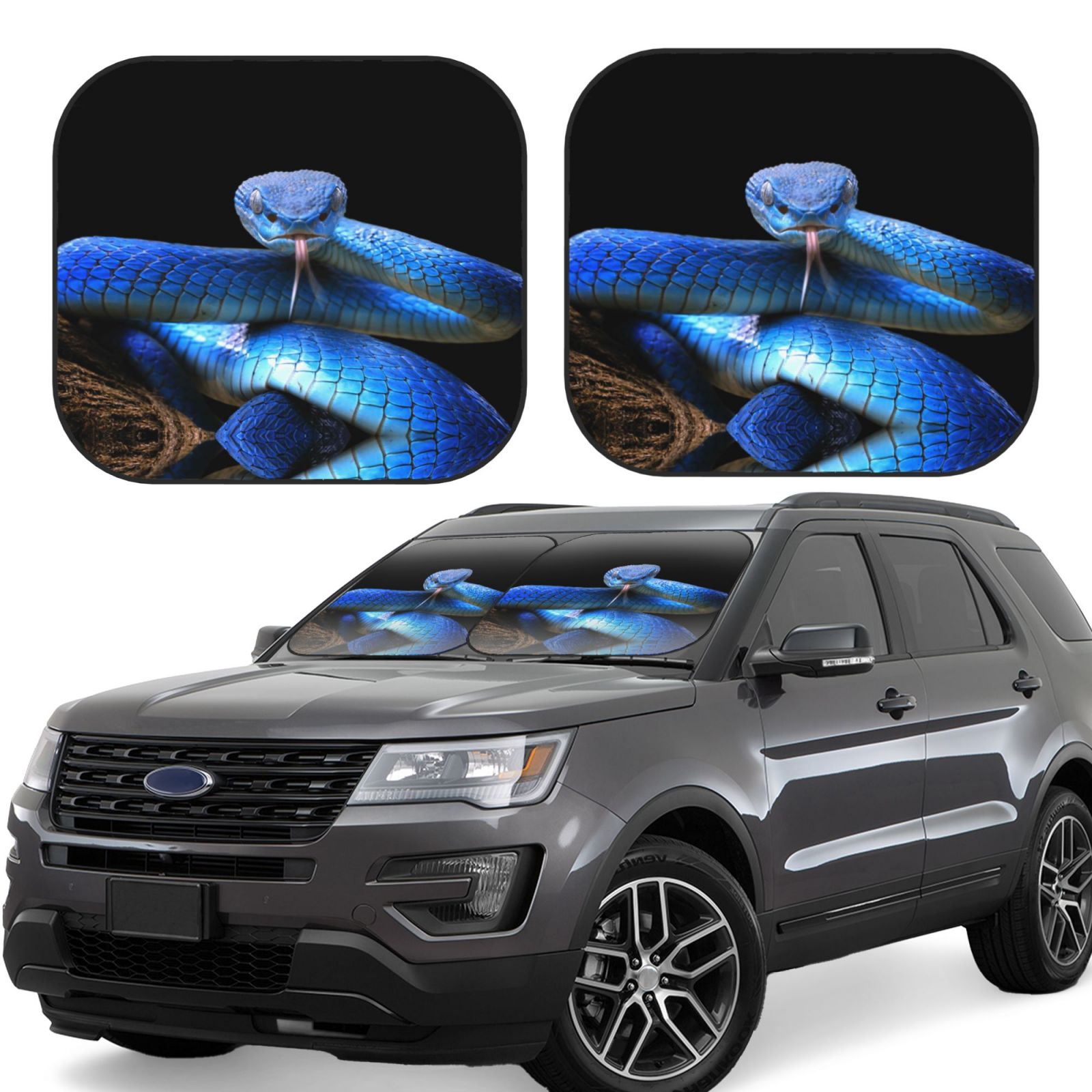 Windshield Sun Shade, Blue Viper Snake Foldable Car Sun Shade ...