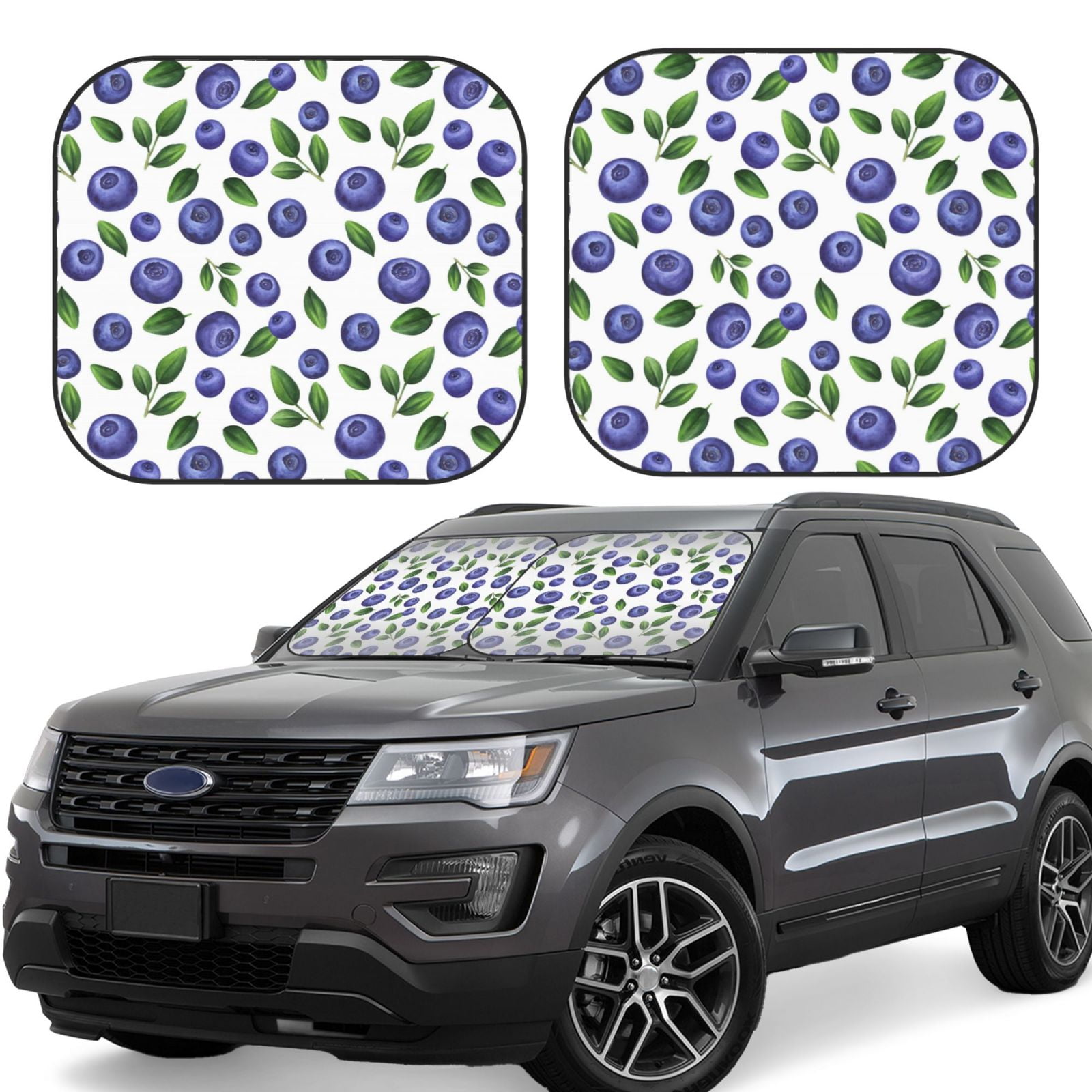 Windshield Sun Shade, Blueberries Pattern 2-Piece Foldablecar Sunshade ...