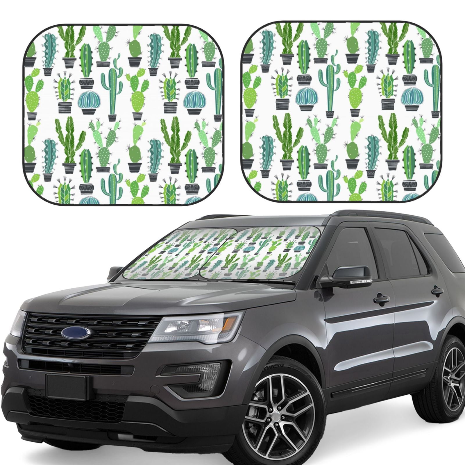 Windshield Sun Shade, Cactus Potted Plant Foldable Car Sun Shade ...