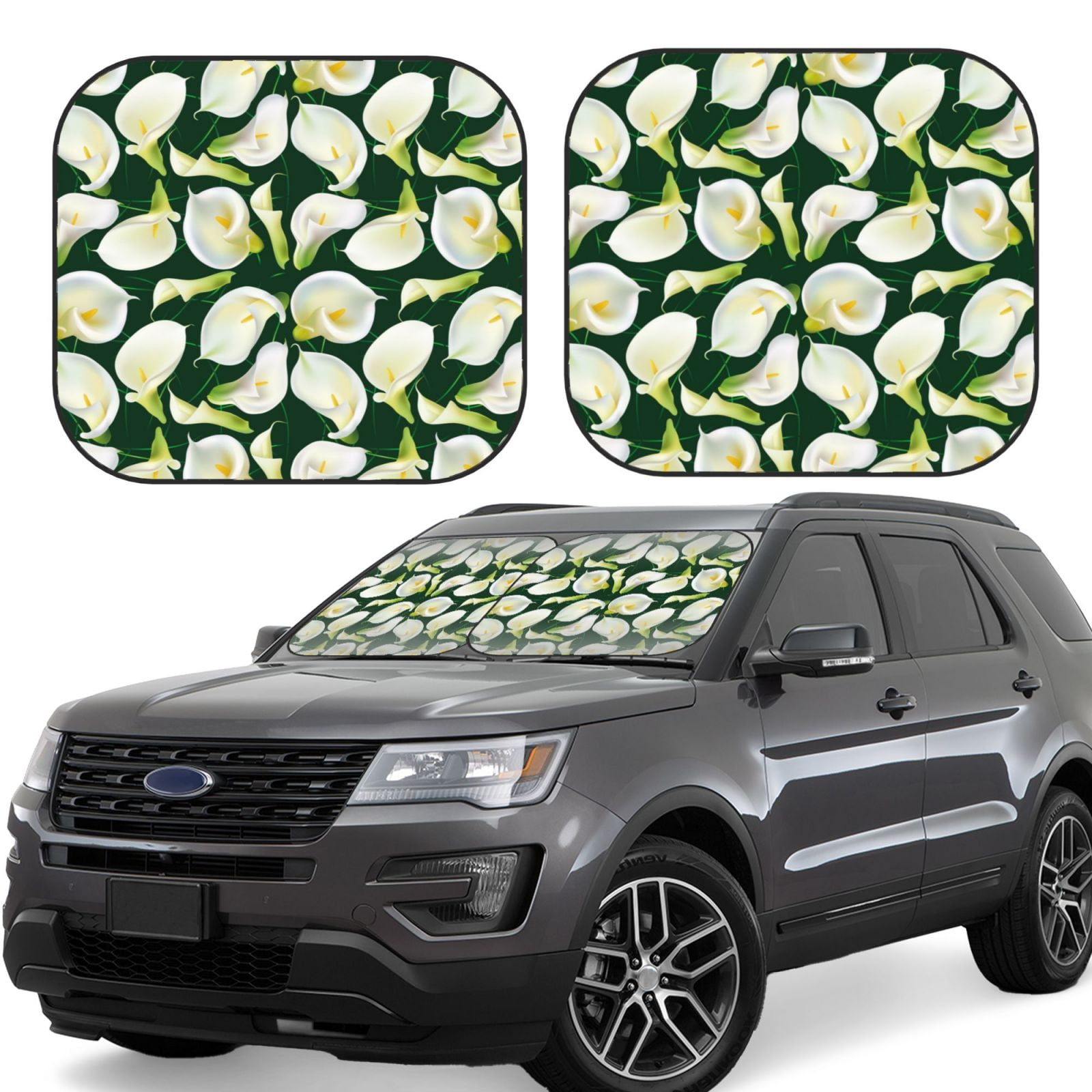 Windshield Sun Shade, Calla Lily Flowers Petal 2-Piece Foldablecar ...
