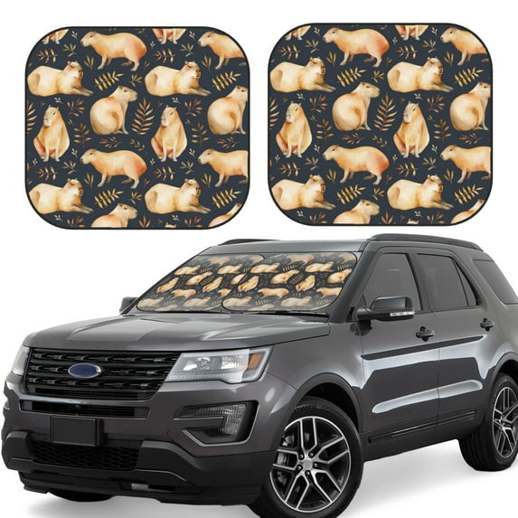 Windshield Sun Shade, Capybara Leaf Foldable Car Sun Shade Windshield ...