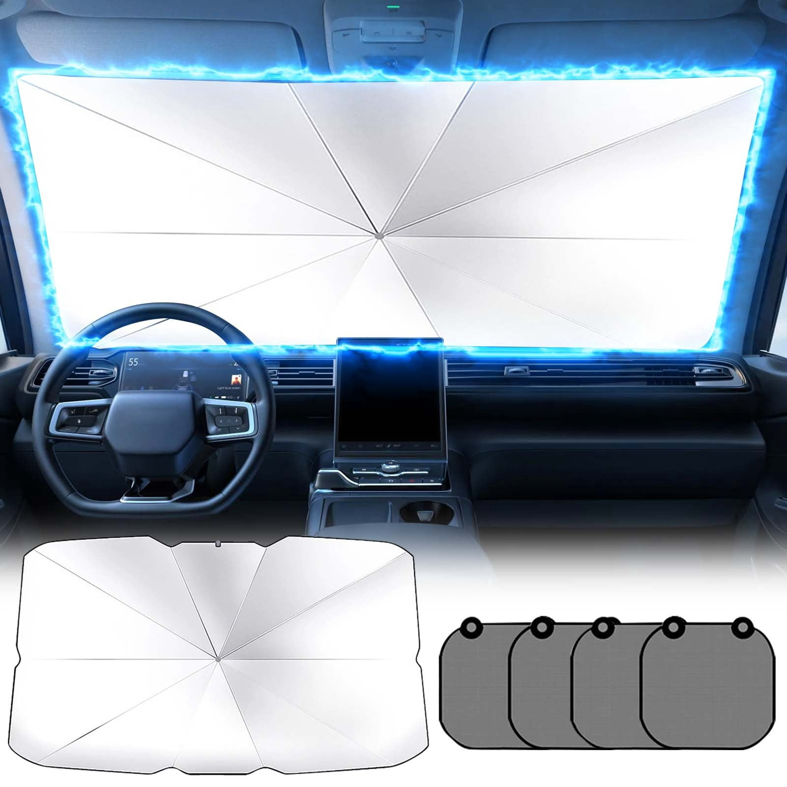 Windshield Sun Shade, Car Sun Shade Windshield, Foldable Sun Shade ...