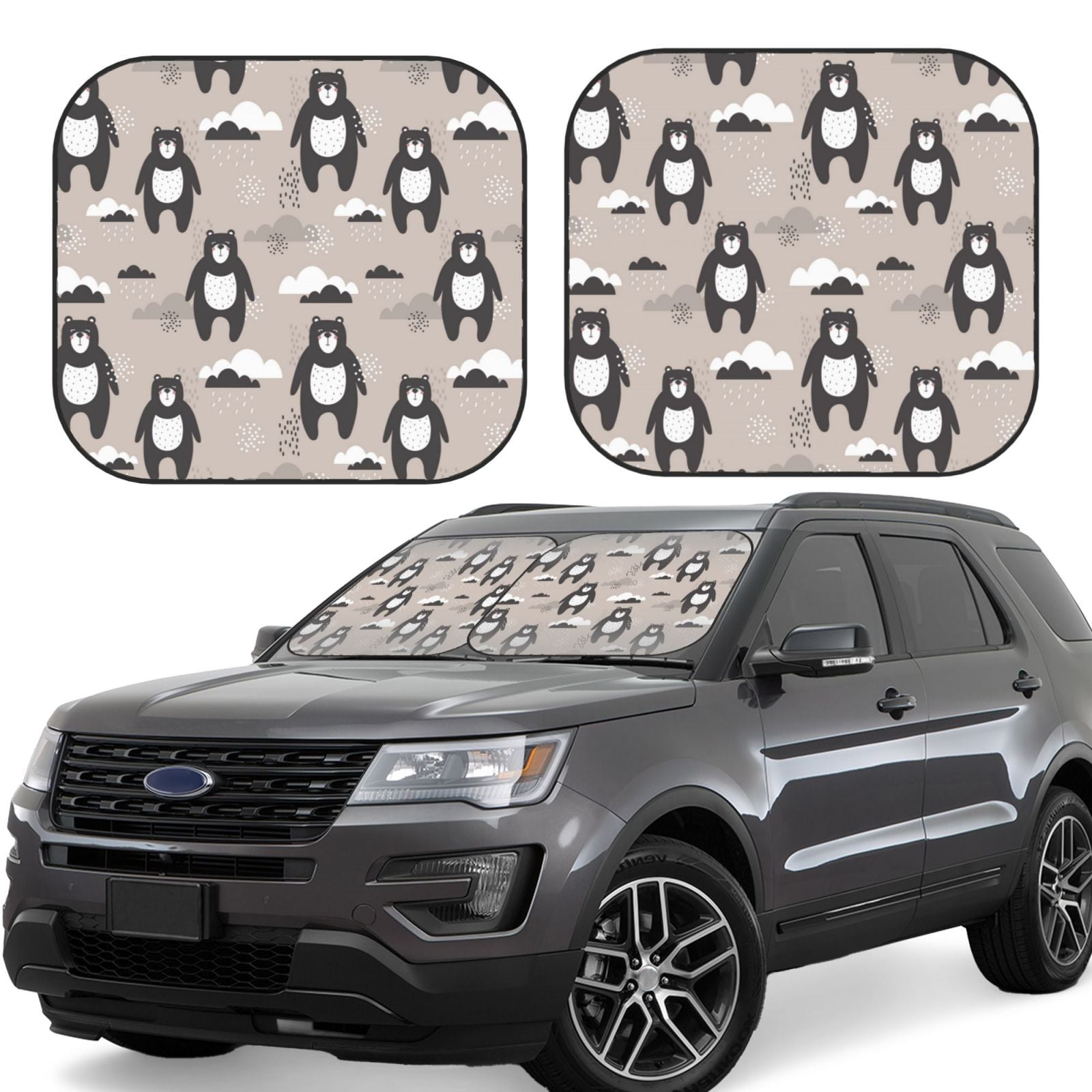 Windshield Sun Shade, Cartoon Bear Brown Foldable Car Sun Shade ...