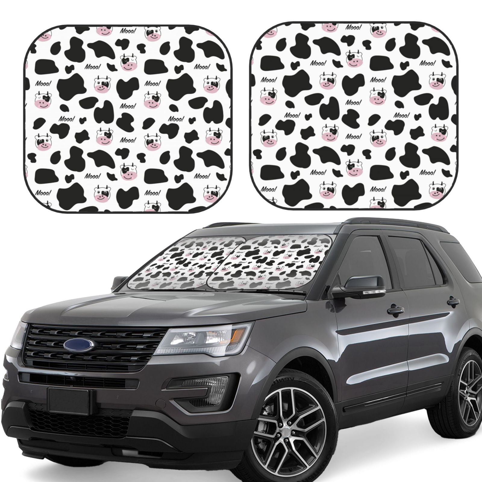 Windshield Sun Shade, Cartoon Cute Cow Print Cow Head Foldable Car Sun ...
