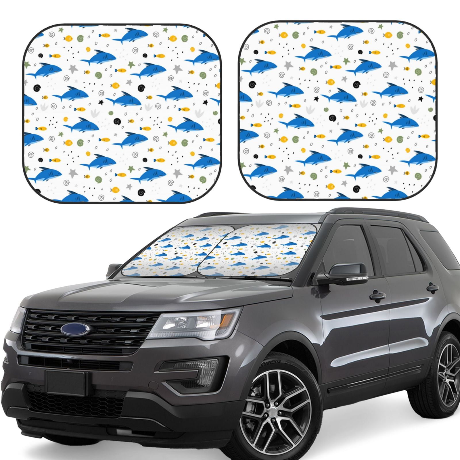 Windshield Sun Shade, Cartoon Cute Shark Foldable Car Sun Shade ...