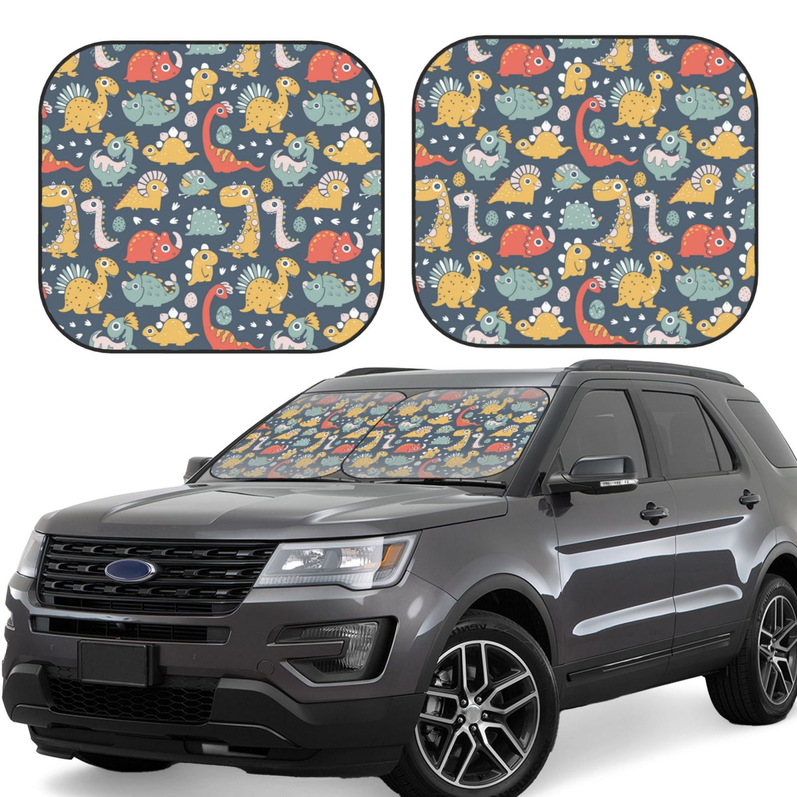 Windshield Sun Shade, Cartoon Dinosaur Cute Print Foldable Car Sun ...