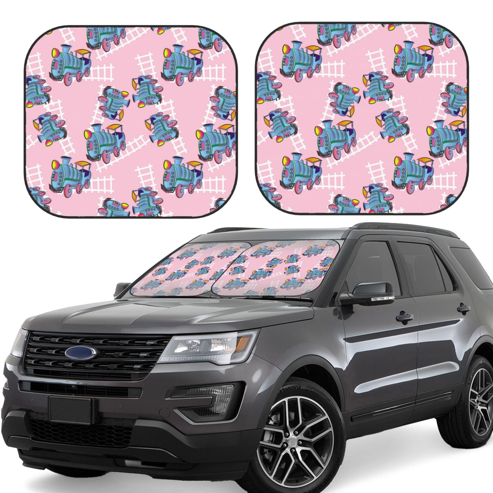 Windshield Sun Shade, Cartoon Trains Pattern Foldable Car Sun Shade ...