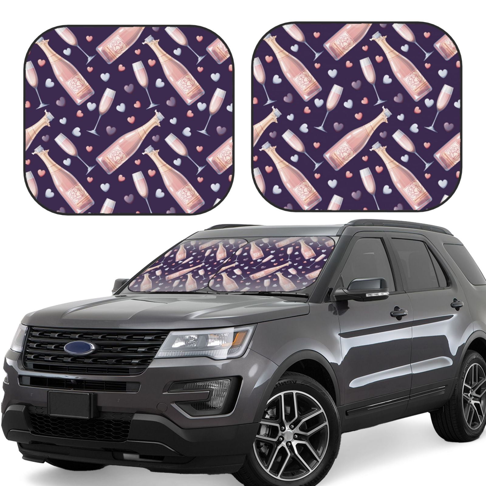 Windshield Sun Shade, Champagne Hearts Foldable Car Sun Shade ...