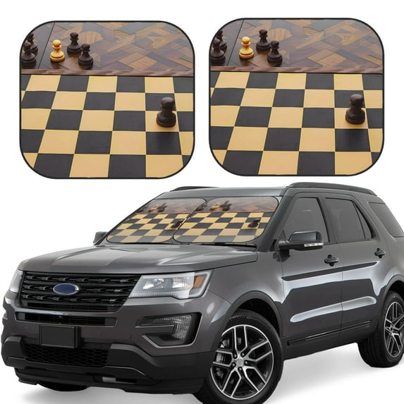 Windshield Sun Shade, Chess Board With Pawns Foldable Car Sun Shade ...